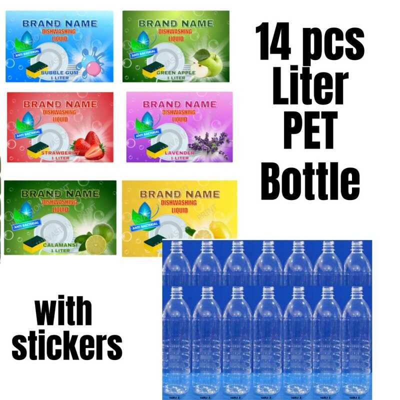 14 Pcs Liter Pet Bottle With Dishwashing Liquid Stickers Available In ...