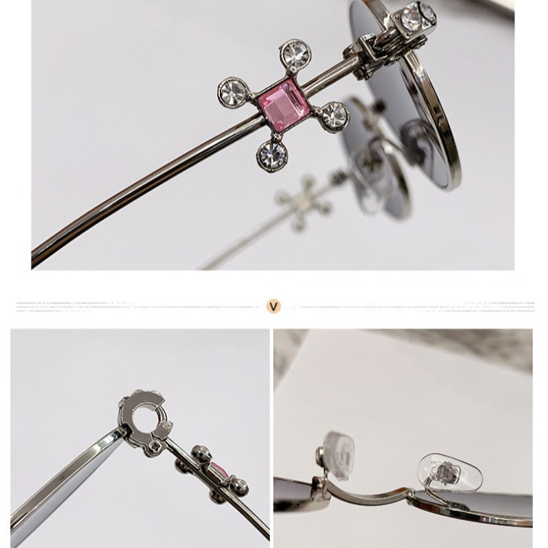 Jennie Same Style Craft Diamond Set Metal Oval Frame Sunglasses Women ...