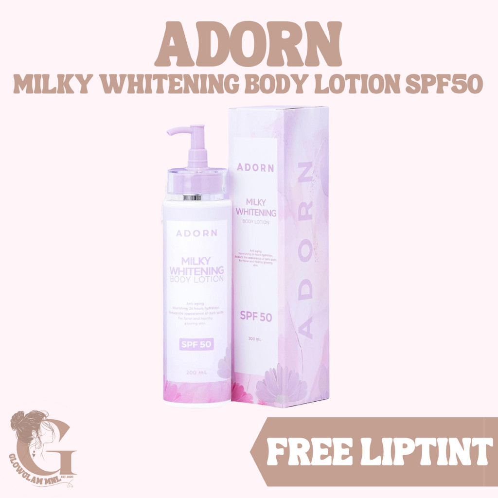 Adorn Milky Whitening Body Lotion 200ml SPF50 (FREE LIPTINT) | Shopee ...