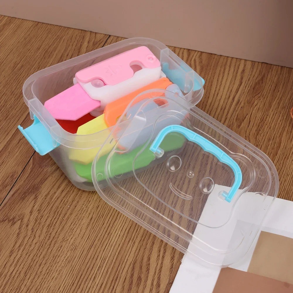 Plastic Storage Box with Lid Portable Transparent Blue Box Kids ...