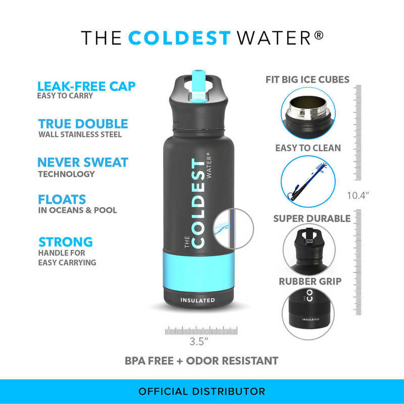 COLDEST Sports Water 32 Oz (1 Liter) With Straw Lid Wide Mouth Thermos ...