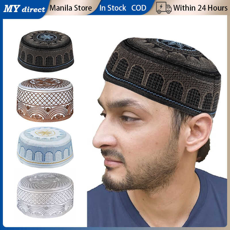 LY Islamic Men Caps Arab Islam Prayer Cap Cotton Embroidery Leisure ...