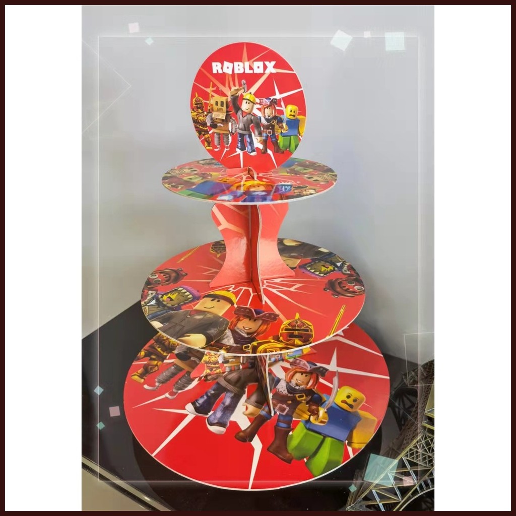 INS style Roblox game Three Layers Cup cake Stand rack birthday party ...
