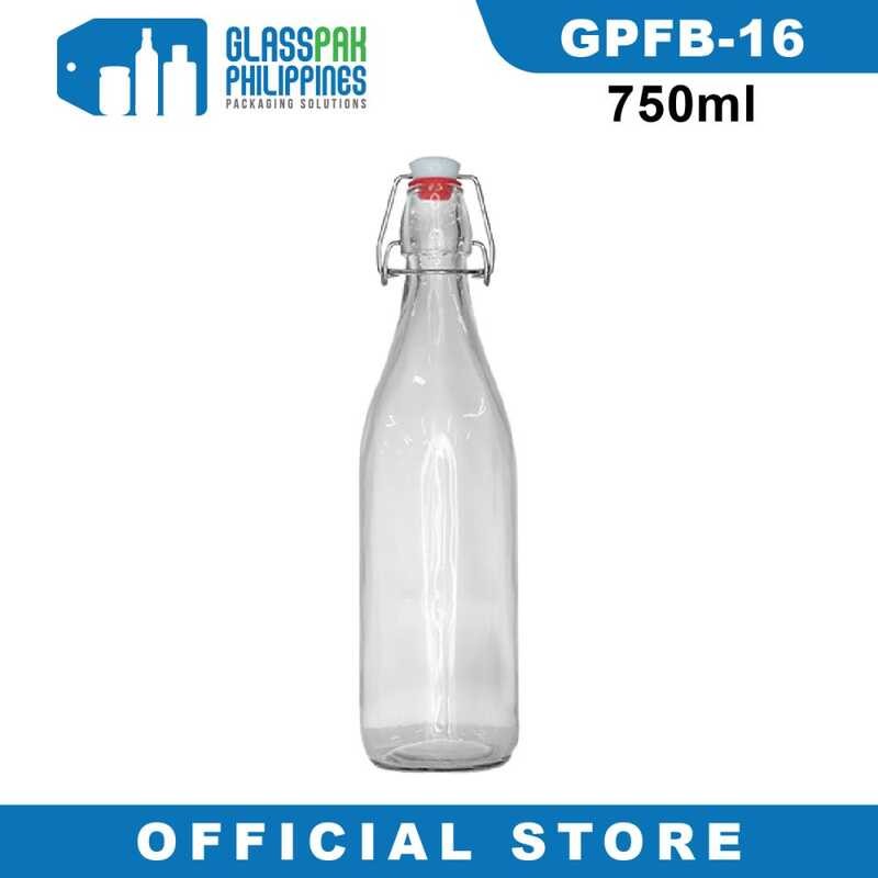 Glasspak 750Ml Top Swing Empty Clear Glass Bottle Sealed Condiments Container Reusable Storing ...
