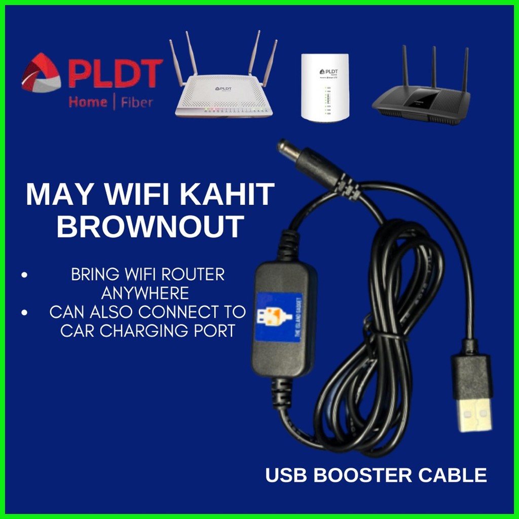 WiFi Router to Power bank USB Cable Booster for PLDT Fibr DC 5V to DC ...
