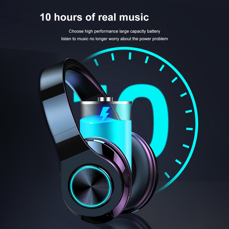 Wireless Bluetooth Headphones with Colorful LED Light and Microphone ...