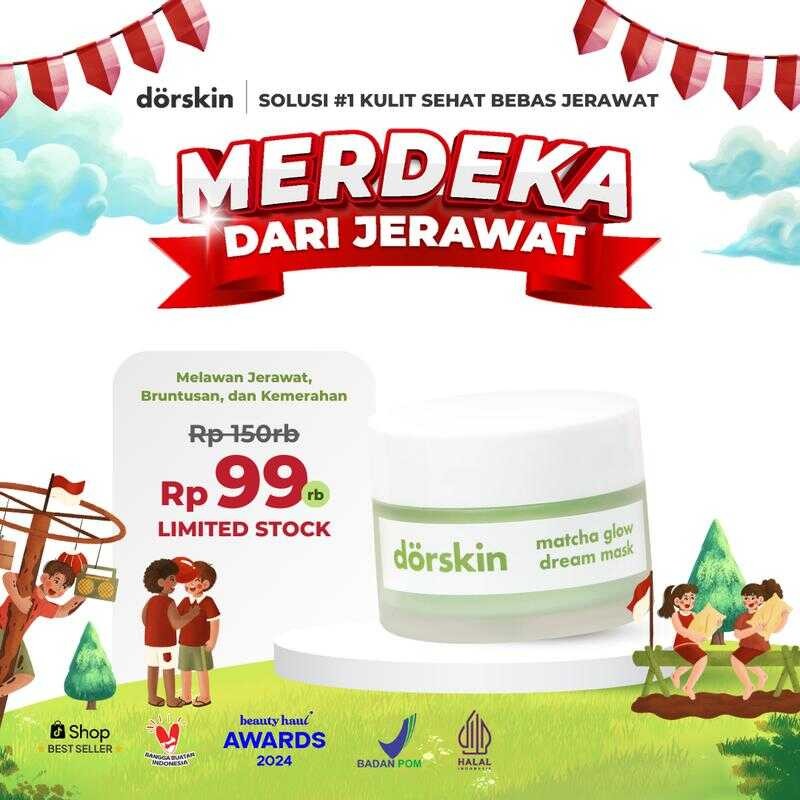 Dorskin Multifungsi Matcha Glow Dream Mask Moisturizer - 3In1 Pelembap ...