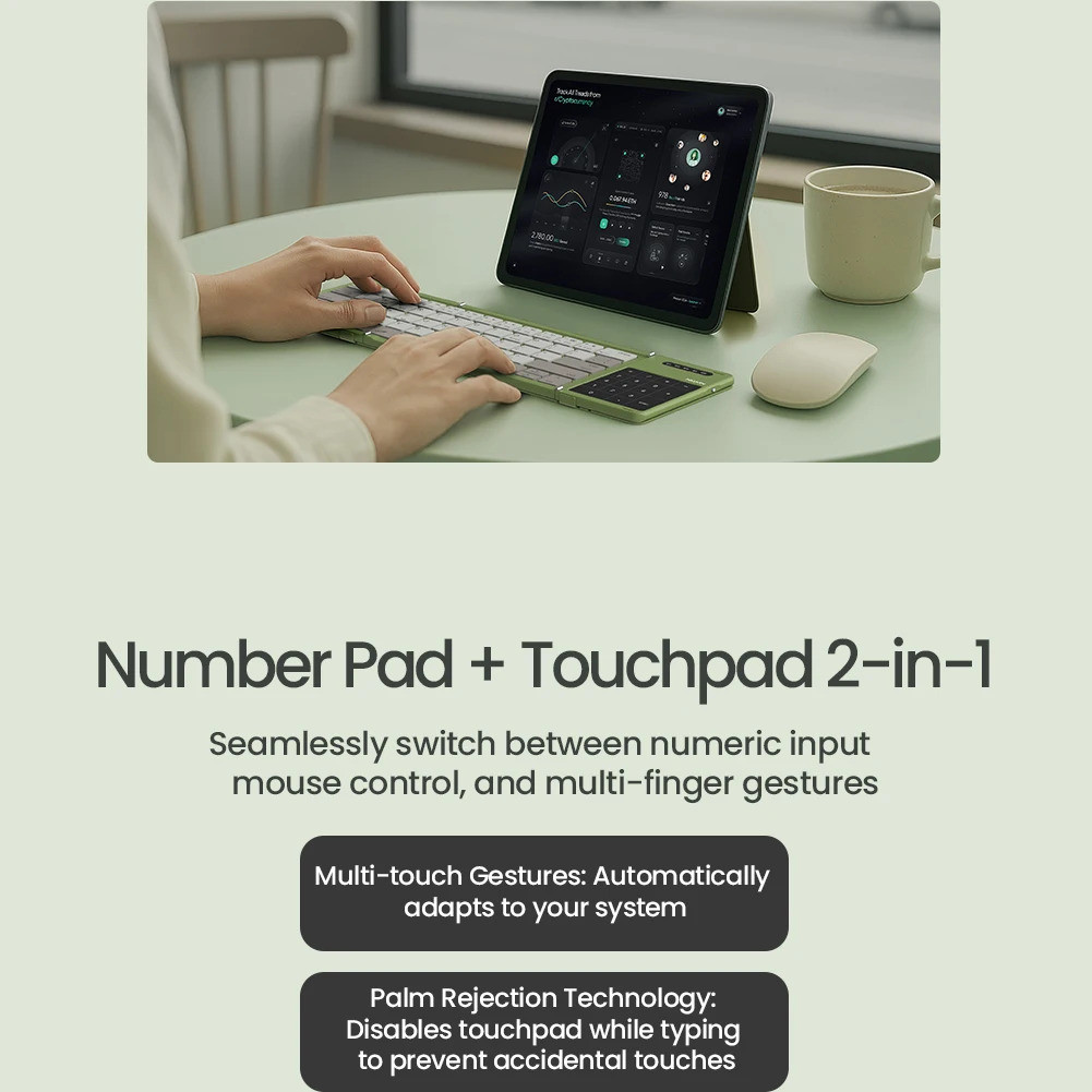 NILLKIN Folding Bluetooth Keyboard With Touchpad Number Pad,Full Size ...