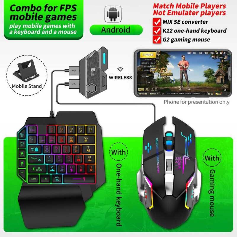 6 Kit 2 Mobilador Gamer Mobile Games Converter Keyboard E 5 In 1 One ...