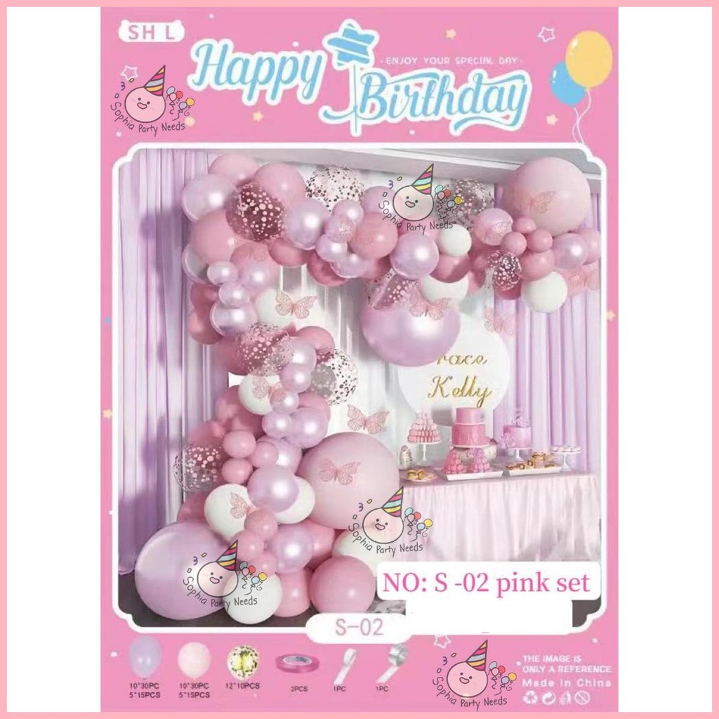 Pastel Pink and Purple Butterfly Theme Balloon Garland Set for Debut ...