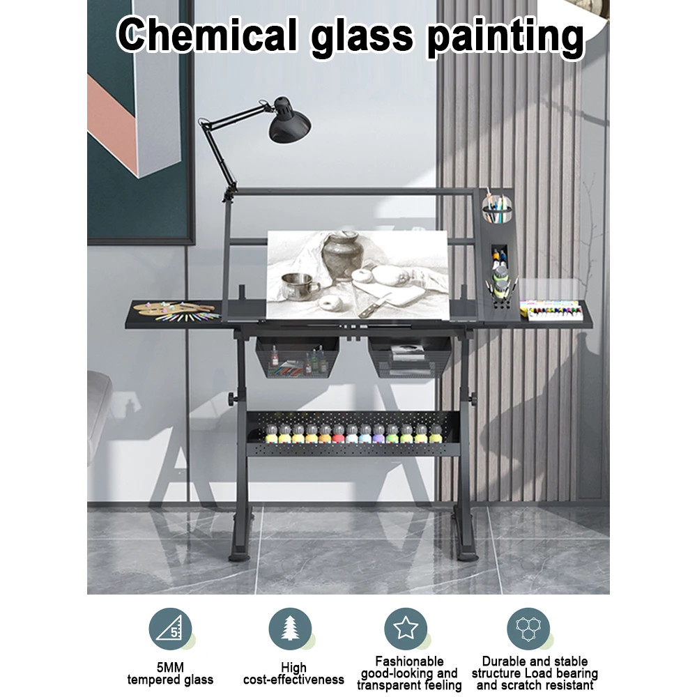 MC Painting table Liftable art drawing table Extra Side Drawers ...