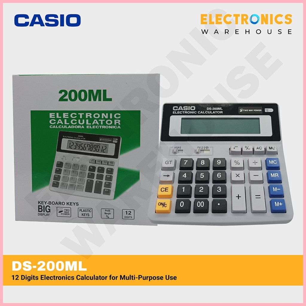 CASIO DS-200ML, 12 Digits Electronics Calculator for Multi-Purpose Use ...