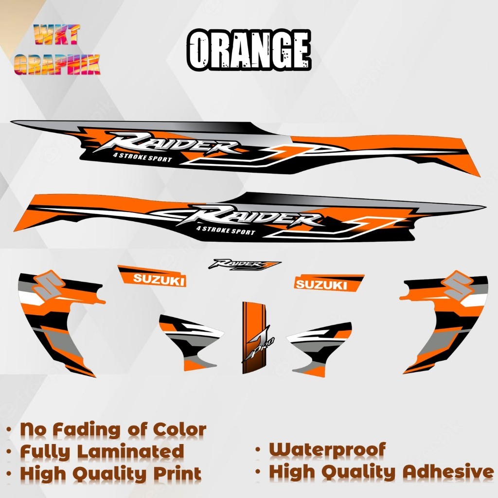 SUZUKI RAIDER J 110 STOCK DECALS (WATERPROOF, LAMINATED, NO FADE ...