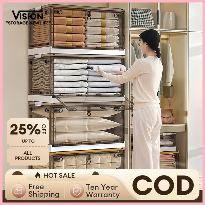 VISION Foldable Storage Box Collapsible Organizer Clothes Stackable ...