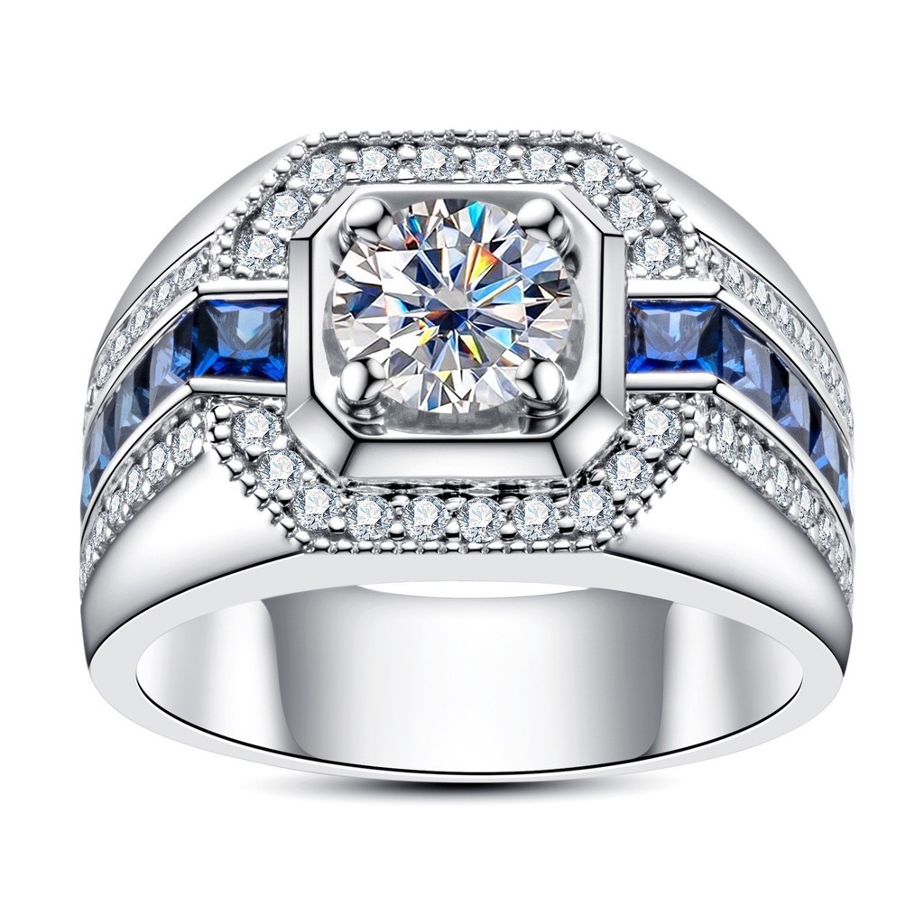High Quality Moissanite/Cultivation Gem Ring For Men S925 Pure Silver ...