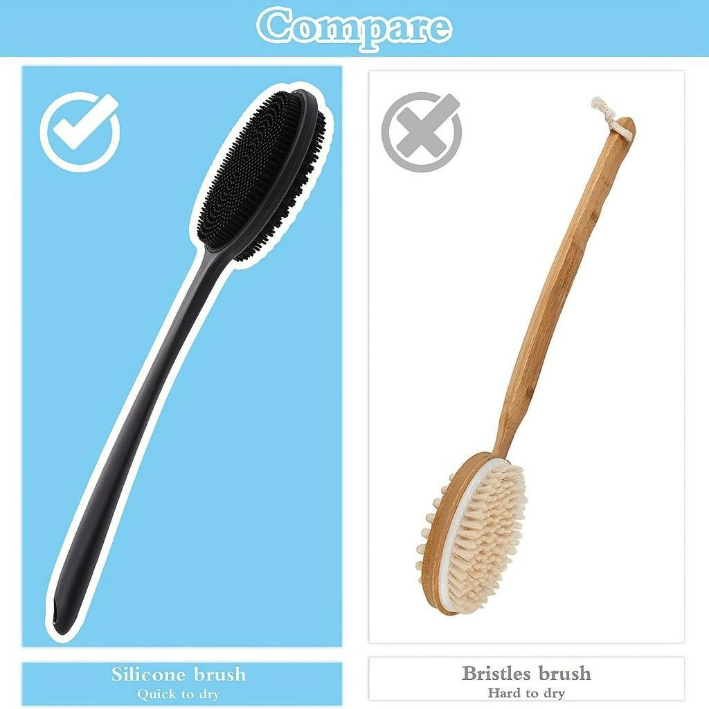 Silicone Back Scrubber With Long Handle–Dual-Sided For Deep Cleanse ...