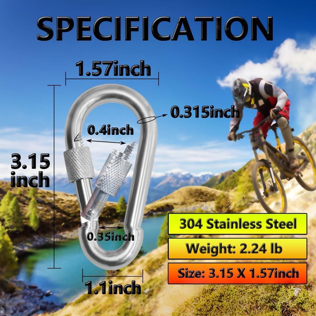 Galvanized Snap Hook Carabiner Heavy Duty Outdoor Gear for Backpack ...