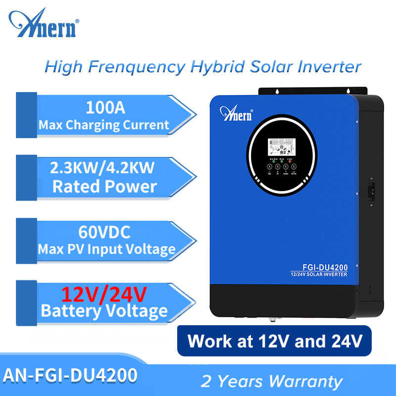 Anern Hybrid Inverter 2.3Kw/4.2Kw Off Grid 12V/24V Solar Built-In MPPT Charger 063 67f fff ...