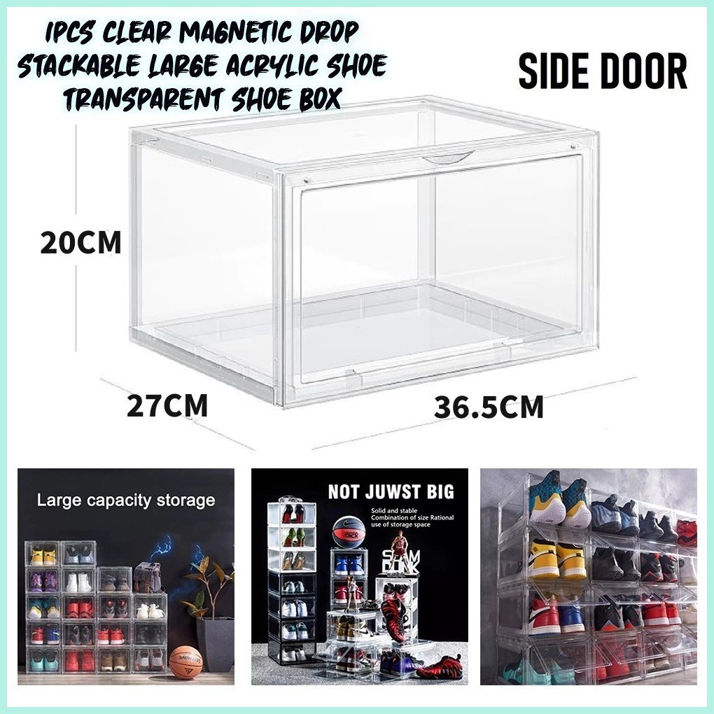 12PCS Acrylic Shoe Box Stackable Magnetic Shoe Box Transparent Shoe ...