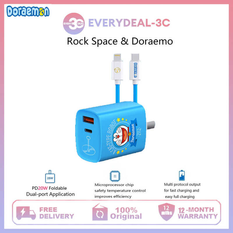 Rock Space & Doraemo Port Portable Wall Laptop Charger, 65 Watts, Gan ...