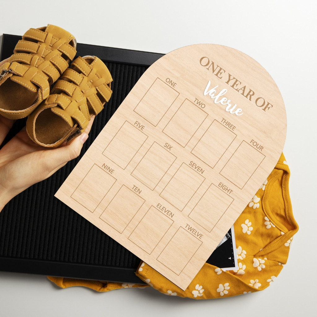 Personalized Name One Year of Birthday Wooden Photo Board First Year ...
