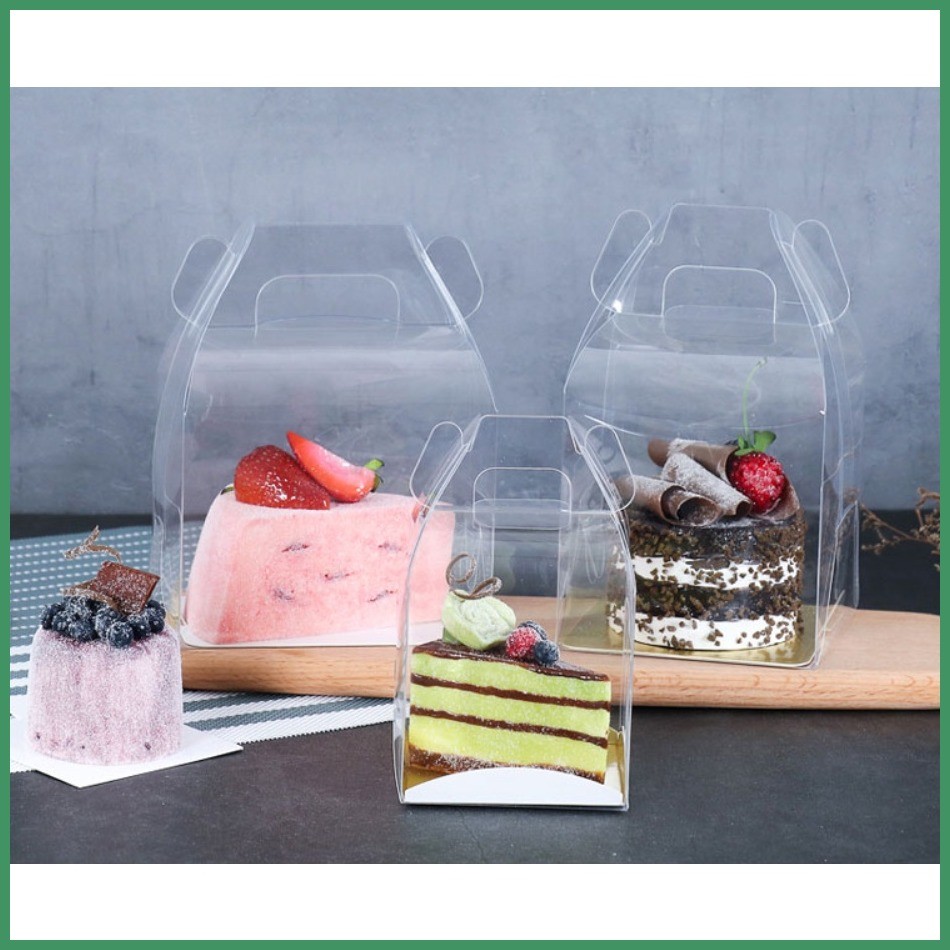 ∇ ♟ [COD] Clear Mini Cake Box with Handle Acetate Transparent Cake Box ...