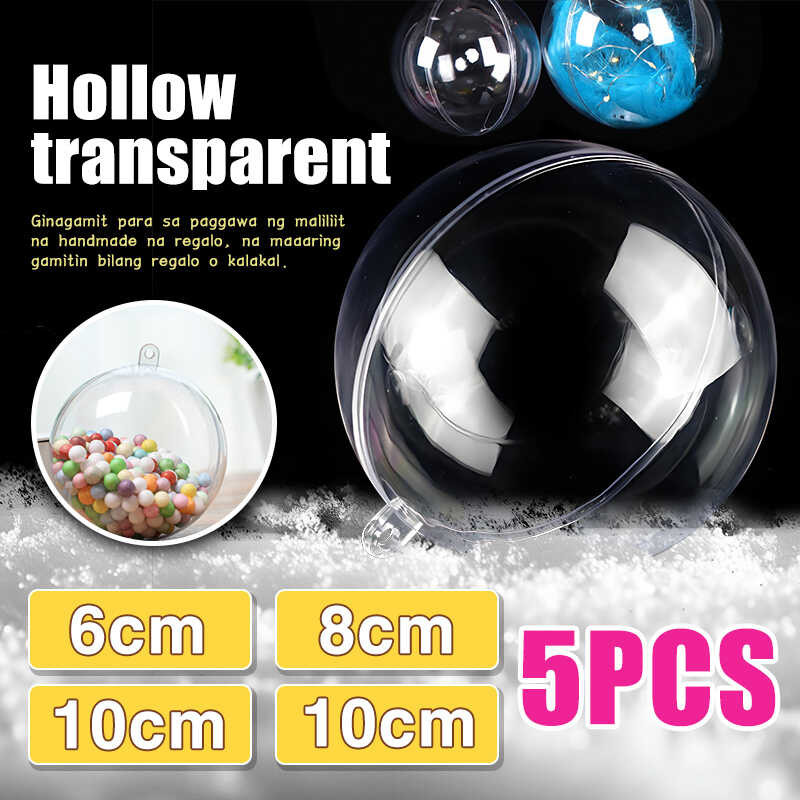 3 5Pc Acrylic Hollow DIY Fillable Christmas Decor Tree Balls Baubles ...