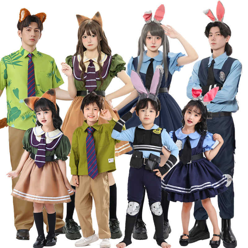 Halloween Judy Rabbit Costume Nick Fox Cosplay Zootopia Children and ...