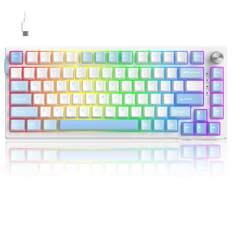 Magegee Sky81 Wired Hot-Swap Gaming Gasket Mechanical Keyboard 75% Layout RGB Backlit Customized ...