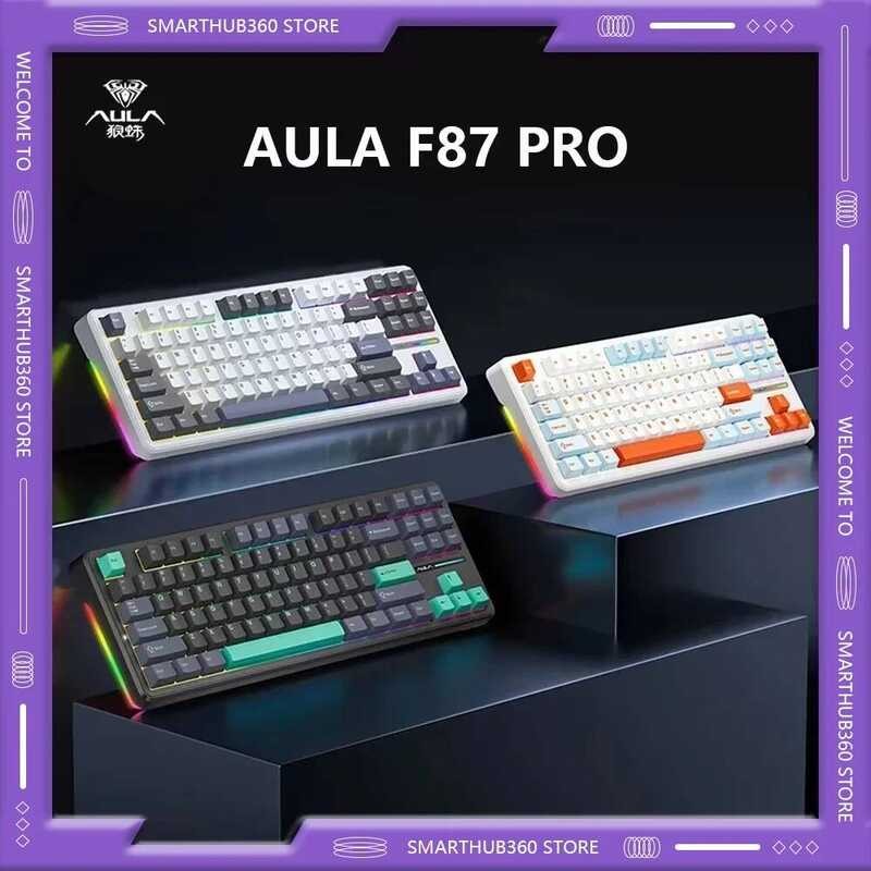 3 New 2 AULA F87 Pro Mechanical Keyboard 2.4G Wireless Three Mode ...