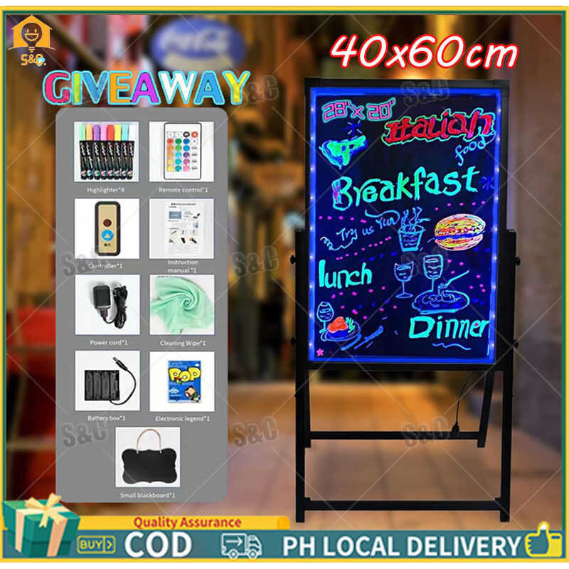LED Sign Billboard Writing Board With Stand Neon Light Drawing Lighting ...