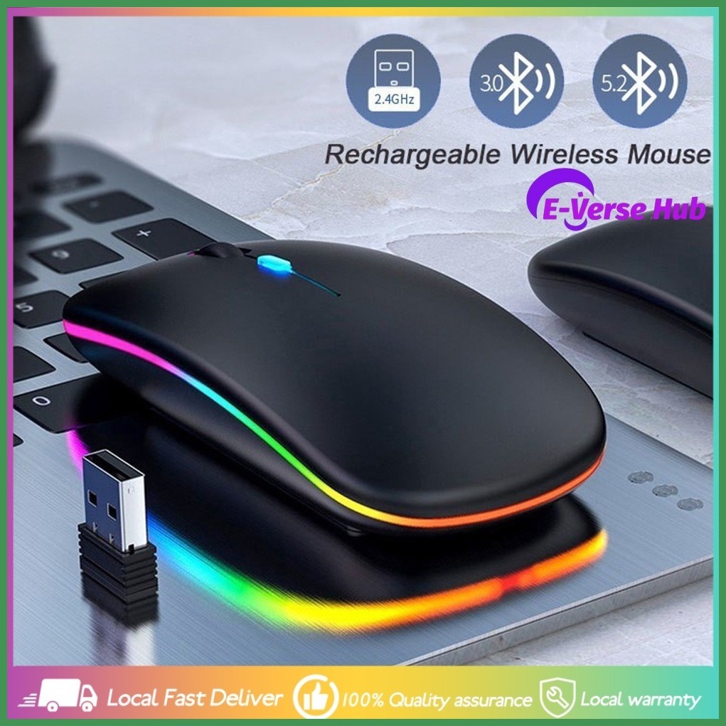 Rechargeable Mouse Wireless Silent LED Backlit Mice USB Optical ...