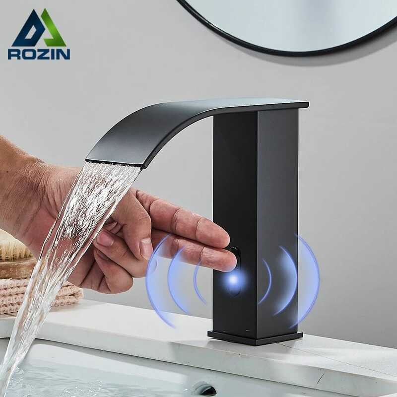 Xj Rozin Black Smart Sensor Bathroom Basin Faucet Touchless Automatic ...
