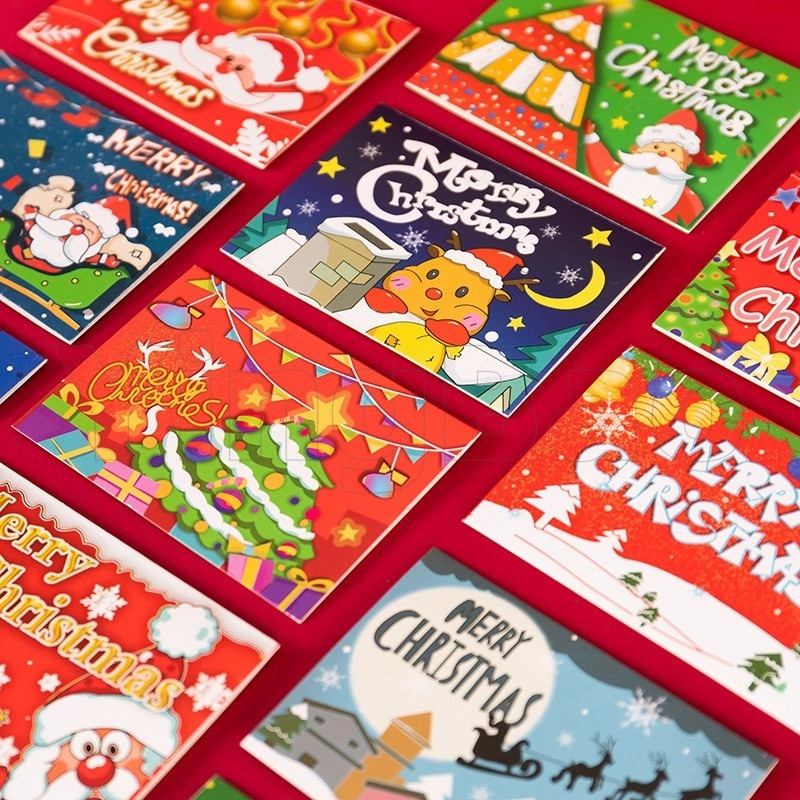 10-50Pcs Handmade Christmas Greeting Cards Xmas Card Exquisite Folding ...