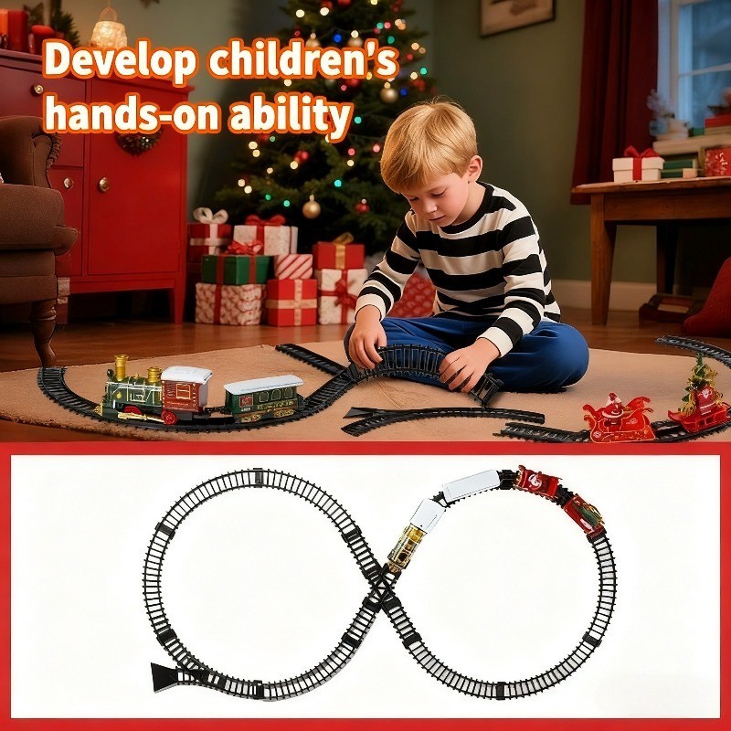 Electric Christmas Train Set Hanging Train Model with Lights Music Kids ...