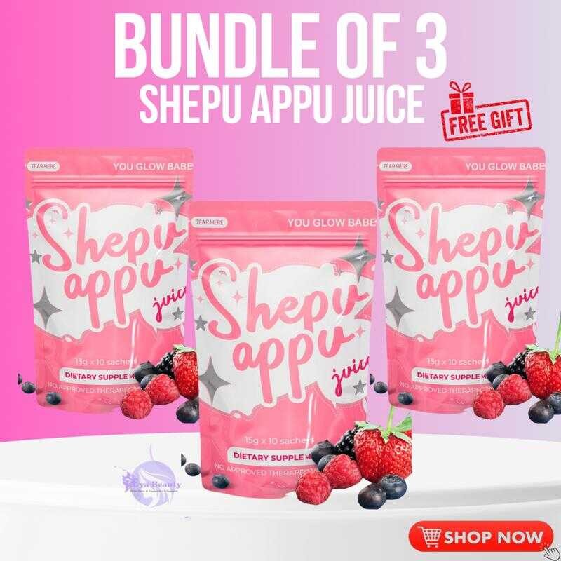 524 BUNDLE OF 3 SHEPU APPU Juice By You Glow Babe Beauty Drinks c17 ...