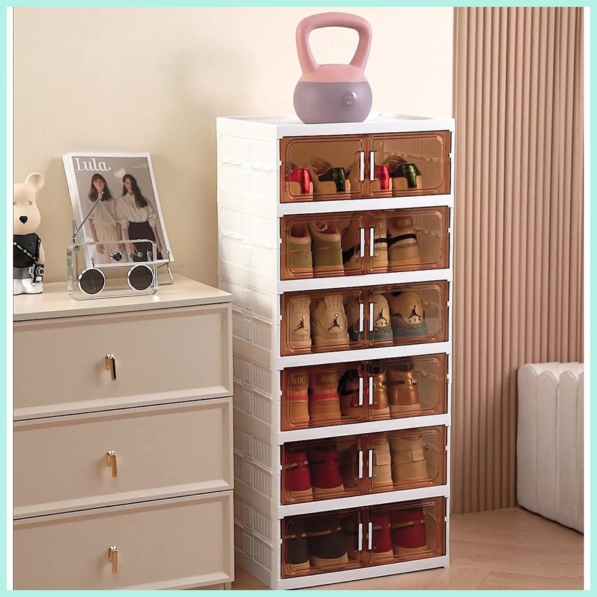 Foldable Shoe Box Shoe Rack 3/6/9 Layers Transparent Dust-proof Shoe ...