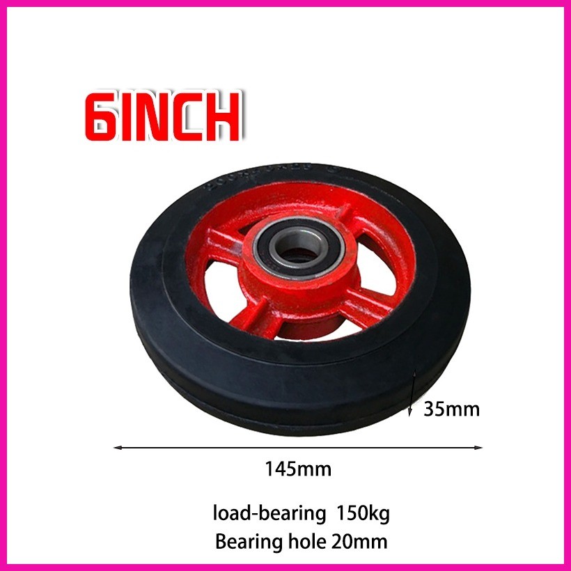 Heavy Duty Push Cart Wheel Steel Body Rubber Wheel 6 inch Caster Wheel ...