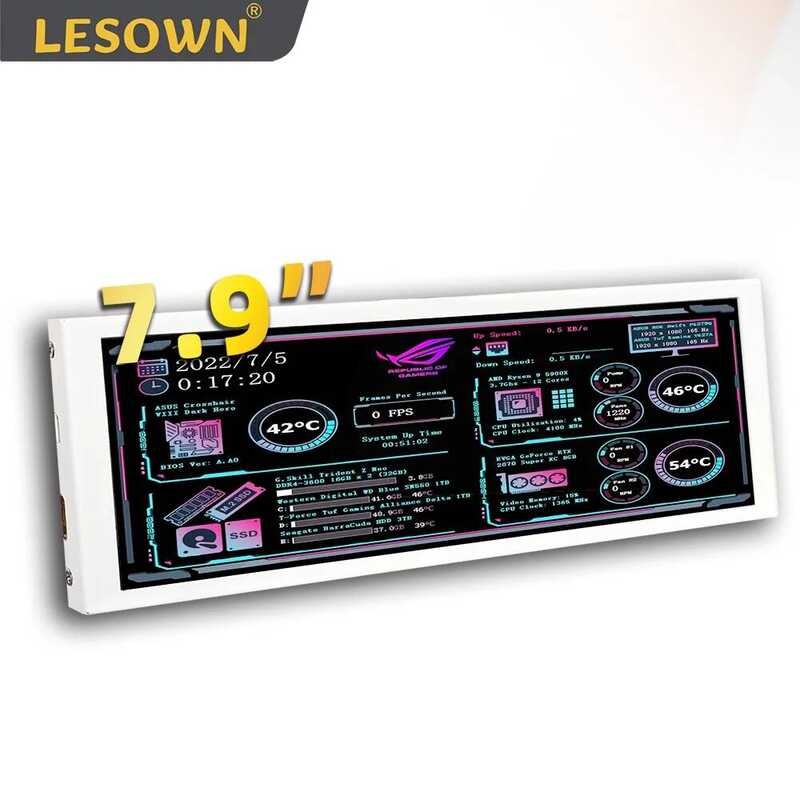 LESOWN Bar Display 7.9 inch White LCD Wide mini Sub Screen HDMI IPS ...