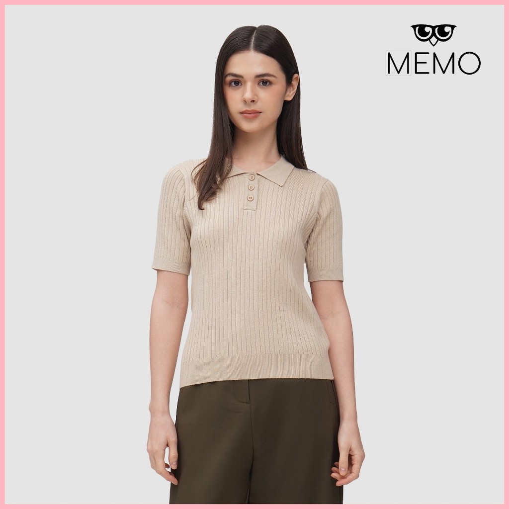 Memo Textured Polo For Women (Khaki) | Shopee Philippines
