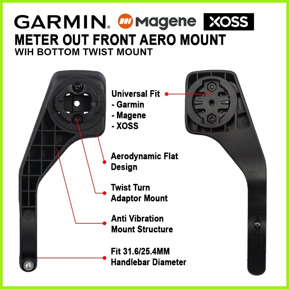 GARMIN EDGE MAGENE XOSS Meter Aero Out Front Mount Barfly Extend Gopro ...