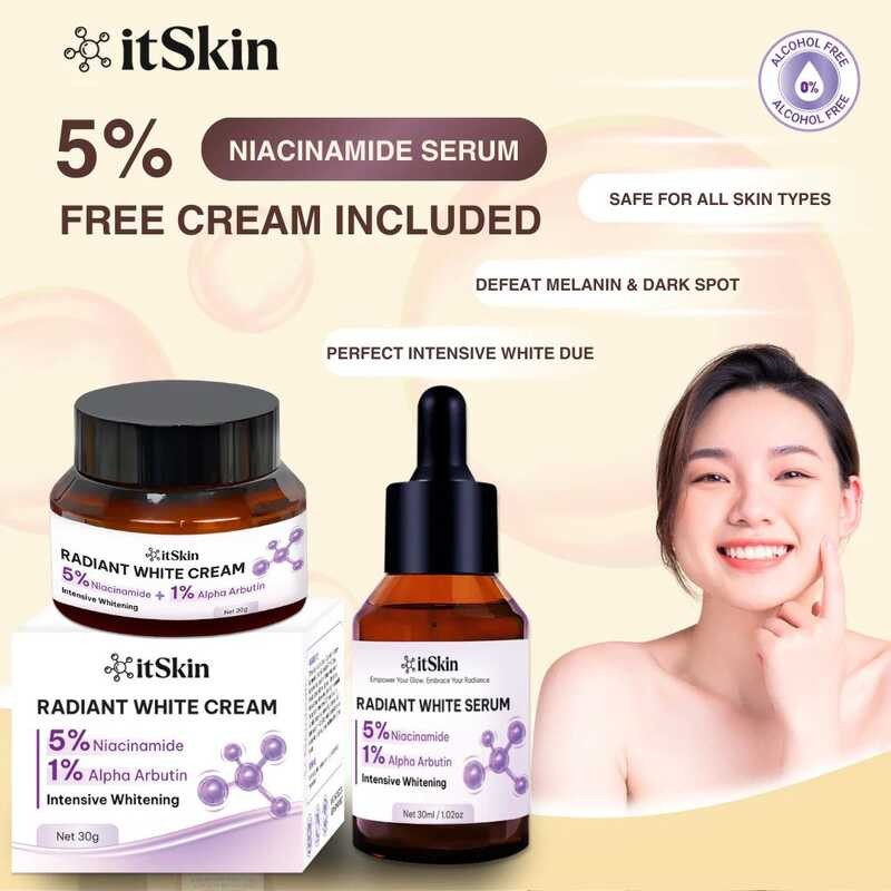Itskin Radiant White Serum And Cream Whitening Skin Antiaging 5% ...