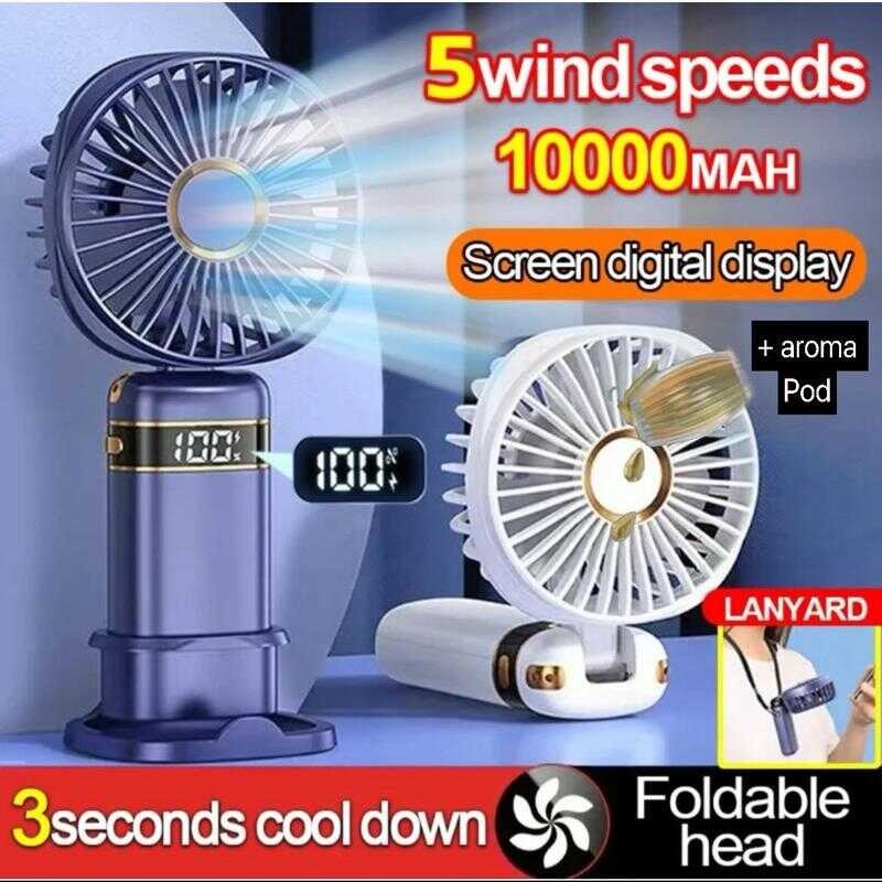 07C CIF Portable 10000 Mah Rechargeable Led Fan Digital Powerful ...