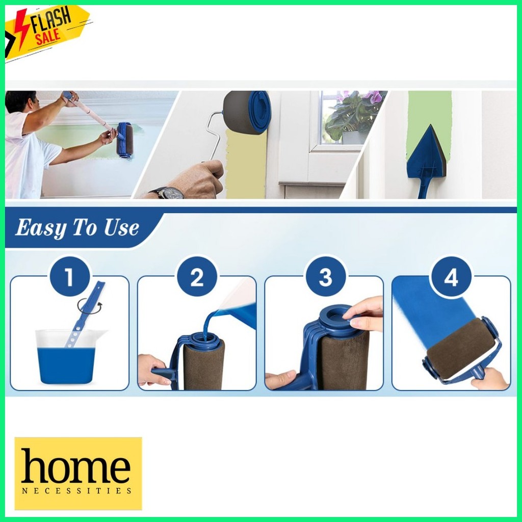 HN - 6 IN 1 Paint Roller Tool Non-Drip Paint Brush Washable Refillable ...