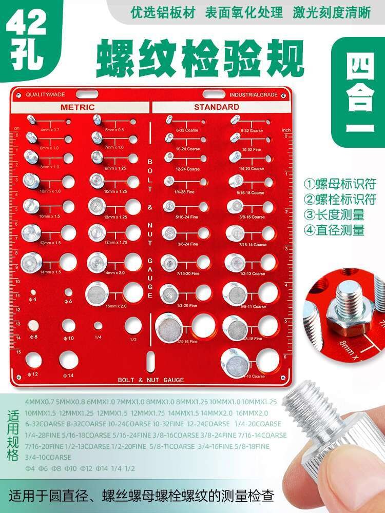 Screw Nut Bolt Checker Measuring Gauge Metric and Imperial Thread ...