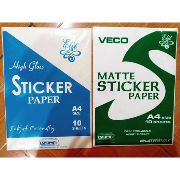 Veco Sticker Paper By 10 Sheets A4 Size ( Color White Only ) 310 ...