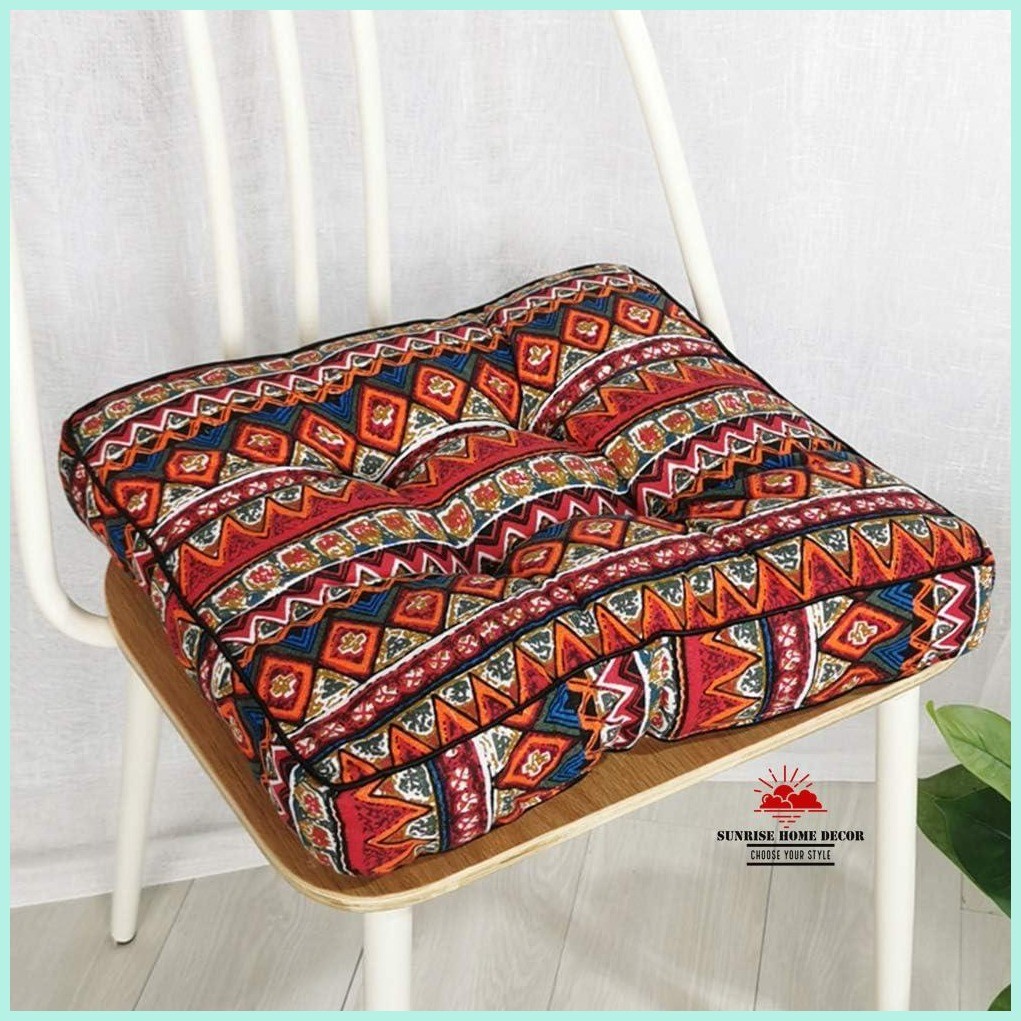 Bohemian Floor Pillow, Large Mandala Meditation Pillow Square Boho Seat ...
