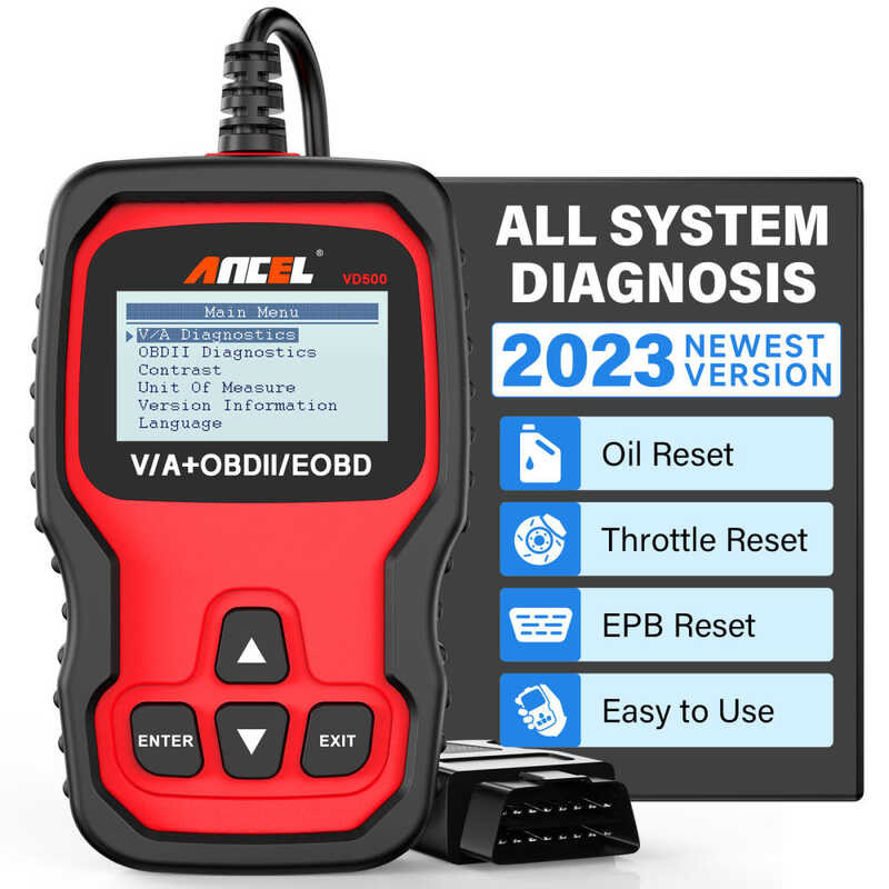 2025 Ancel VD500 OBD2 Scanner Full System Engine Code Reader Eraser SRS/ABS/EPB/Oil Service Res ...