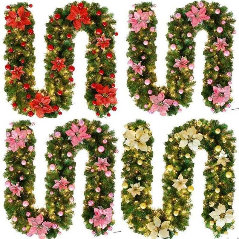 Rattan 2.7M Christmas Decorations Snowflake Set Tree Leaves Window ...