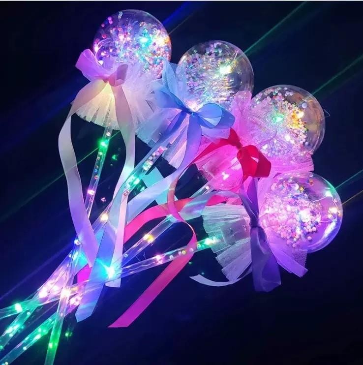 LED Glitter Crystal Wand Light Up Ribbon Ball Magic Wand is perfect for ...